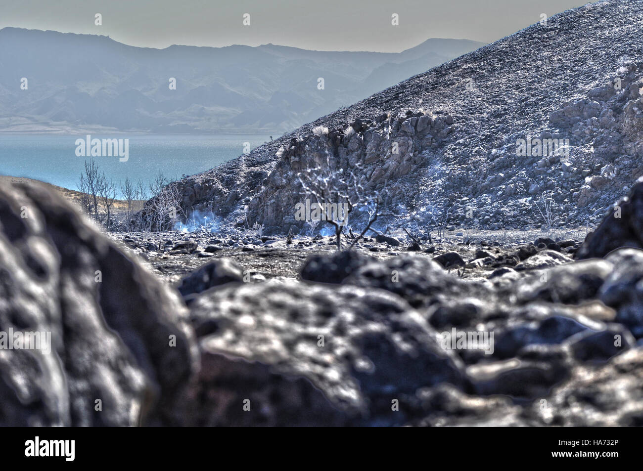 A photograph capturing smoke rising from a burned area in Nevada. The ...