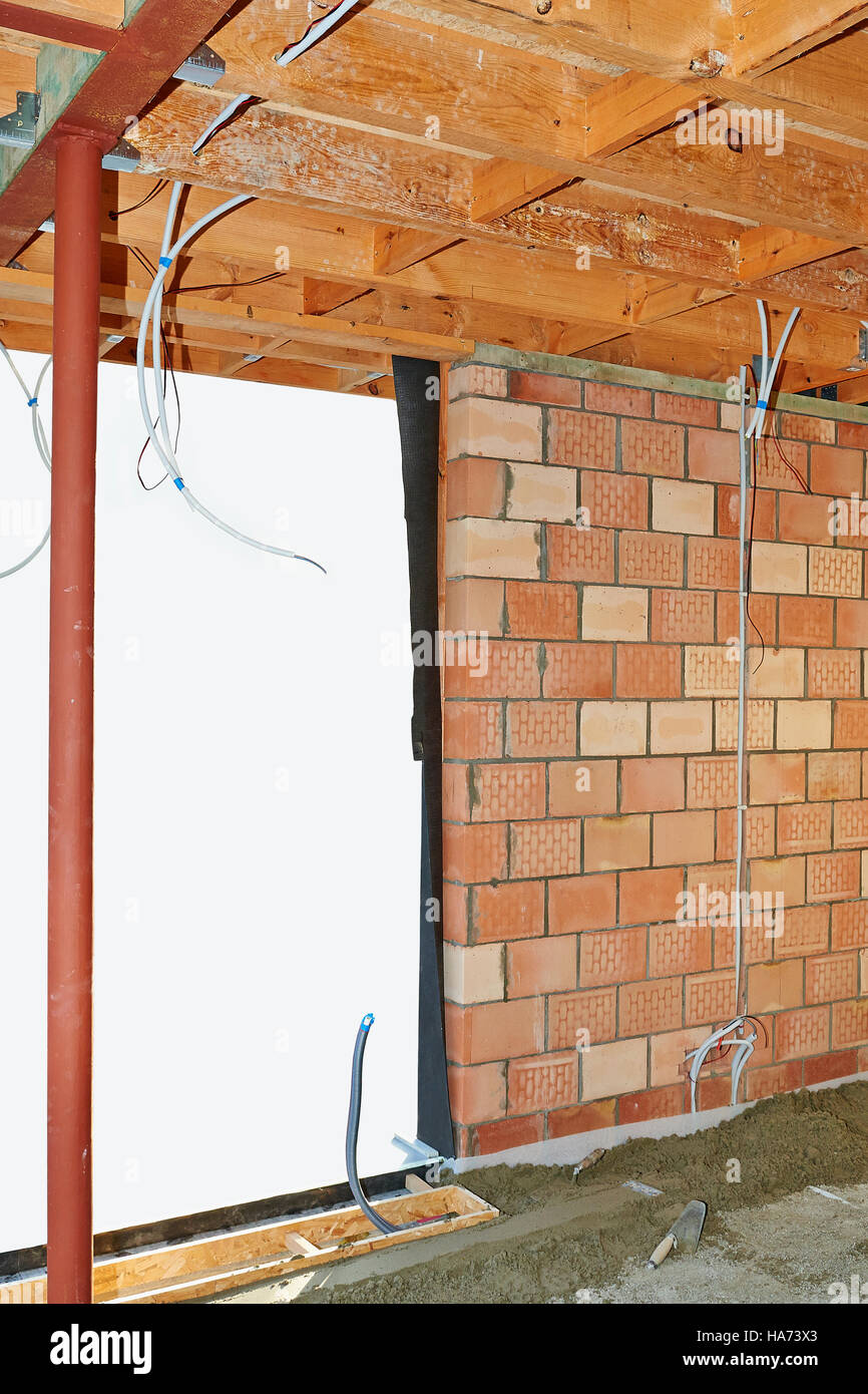 Brick Ceiling Construction Old Wooden Construction In The Hall With