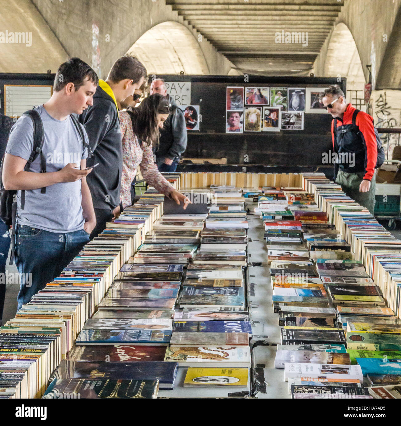 Second hand book market stall under Blackfriars bridge on the south ...