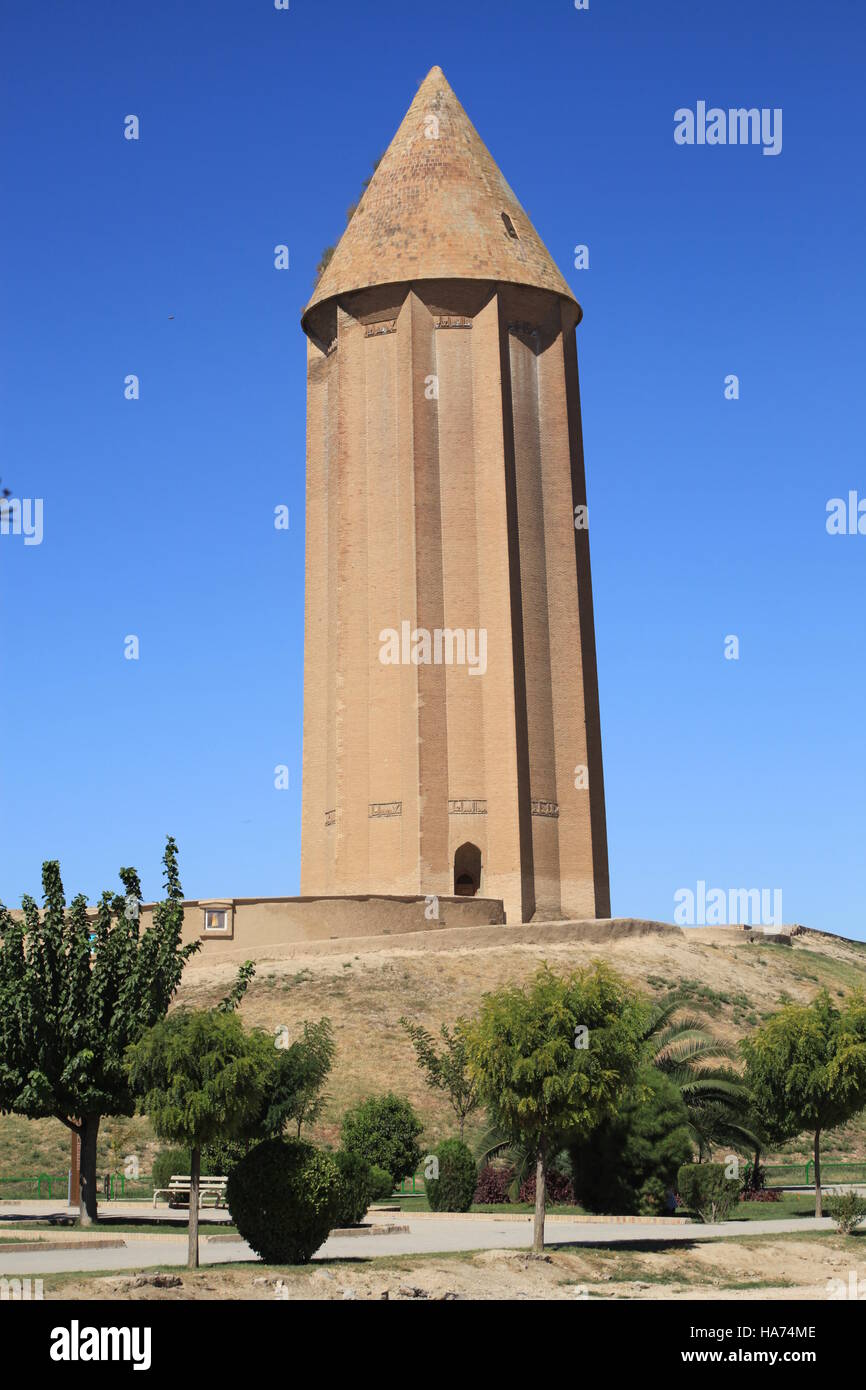 Gonbad-e Qabus (Mil-e Gonbad) tower, Gonbad-e Kavus, Iran Stock Photo ...