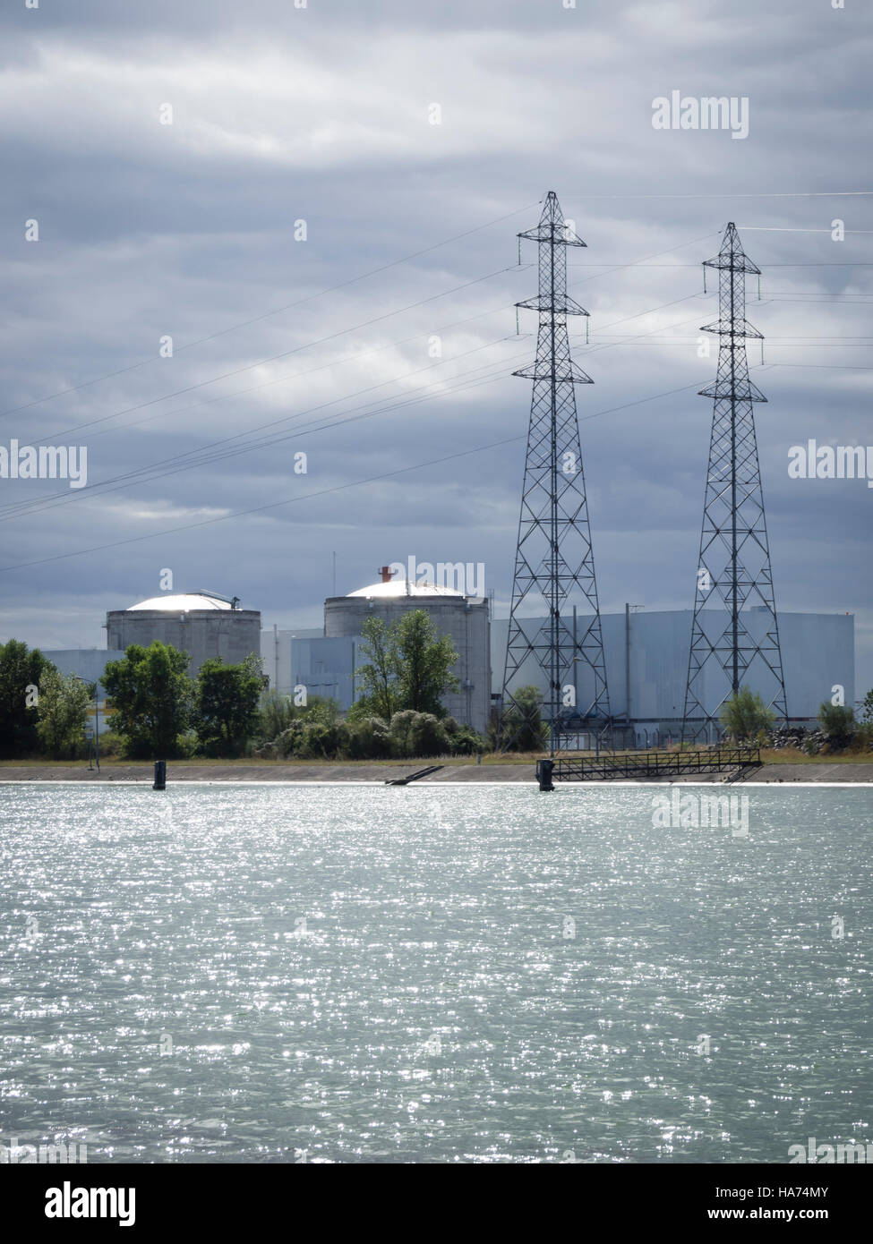 Reactor blocks of the nuclear power plant Fessenheim, France, at the ...