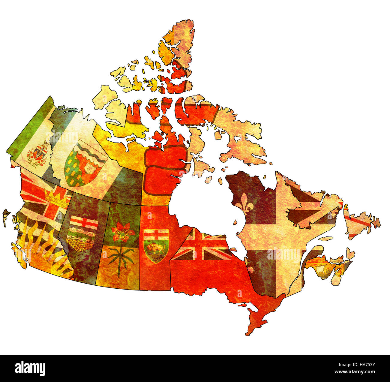 administration map of canada with flags of administrative divisions ...