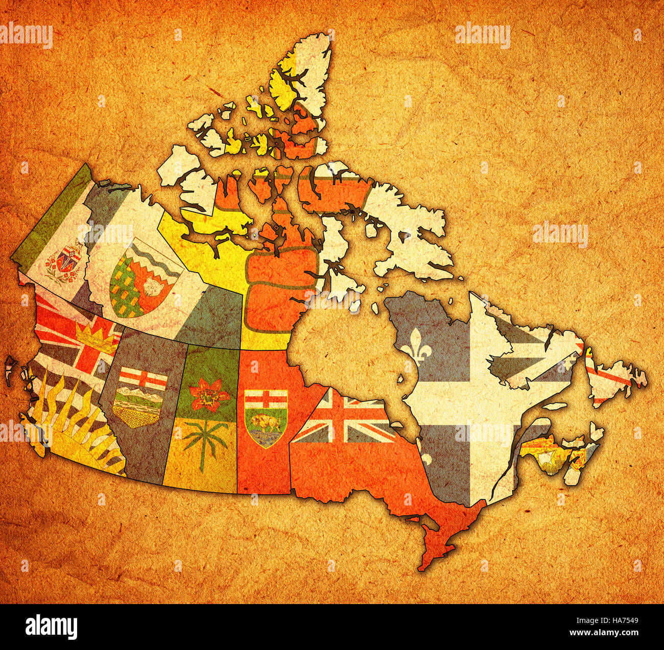 administration map of canada with flags of administrative divisions ...