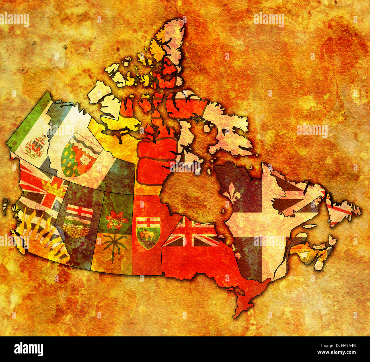 administration map of canada with flags of administrative divisions ...