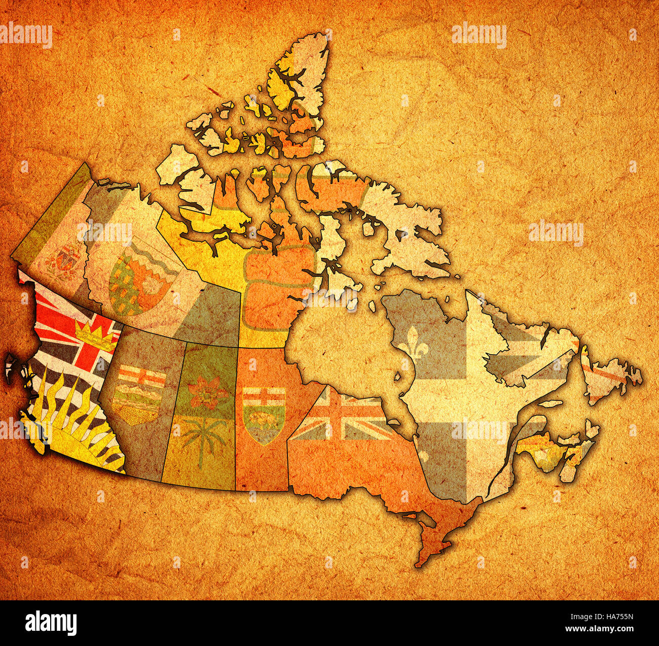british columbia on administration map of canada with flags Stock Photo ...