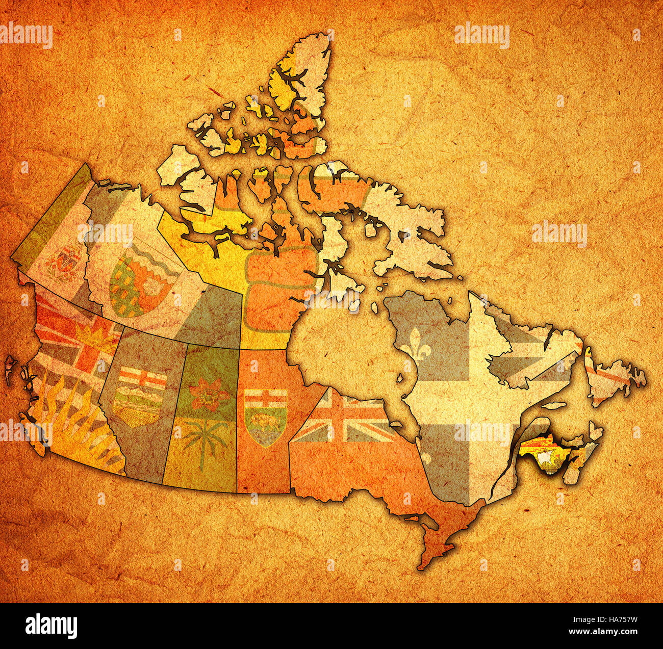 new brunswick on administration map of canada with flags Stock Photo ...