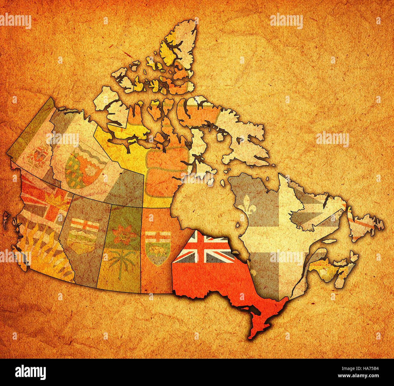 ontario on administration map of canada with flags Stock Photo - Alamy