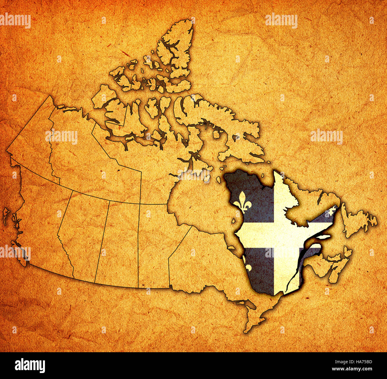 quebec on administration map of canada with flags Stock Photo - Alamy