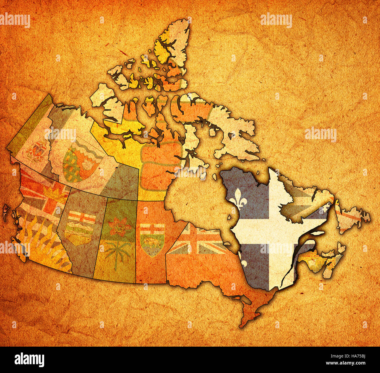 quebec on administration map of canada with flags Stock Photo - Alamy