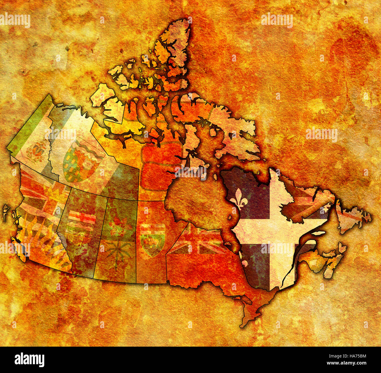 quebec on administration map of canada with flags Stock Photo - Alamy