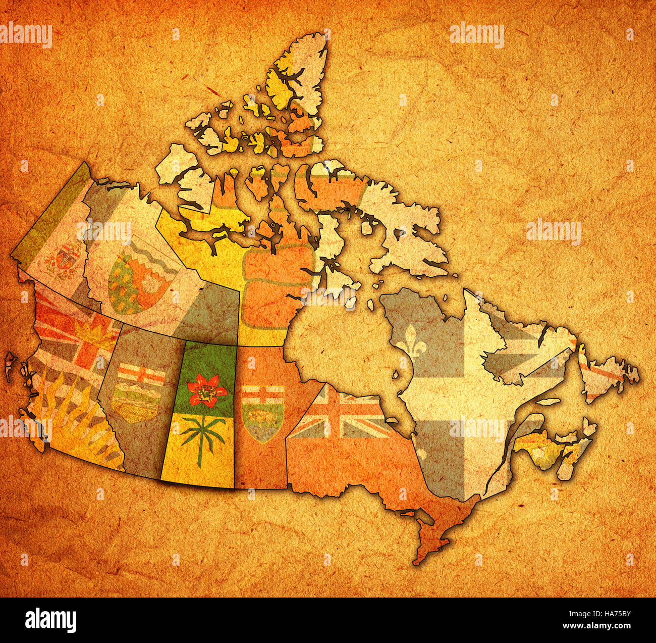 Saskatchewan on administration map of canada with flags Stock Photo - Alamy