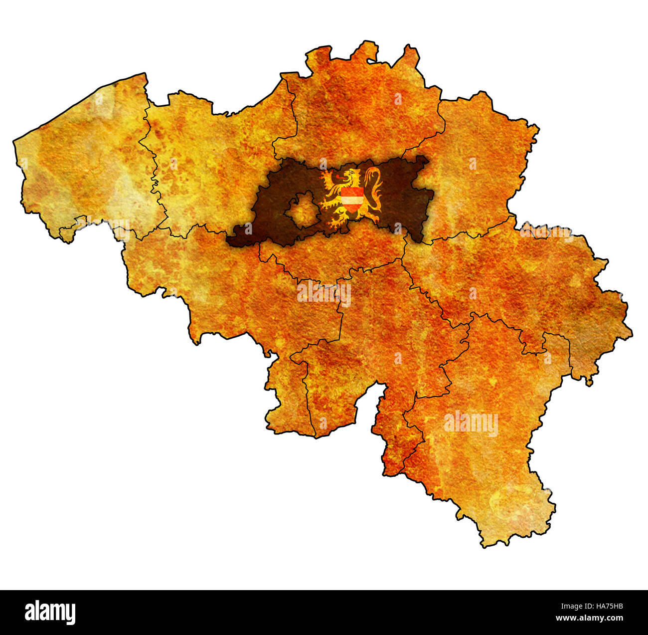 flemish brabant on administration map of belgium with flags Stock Photo ...