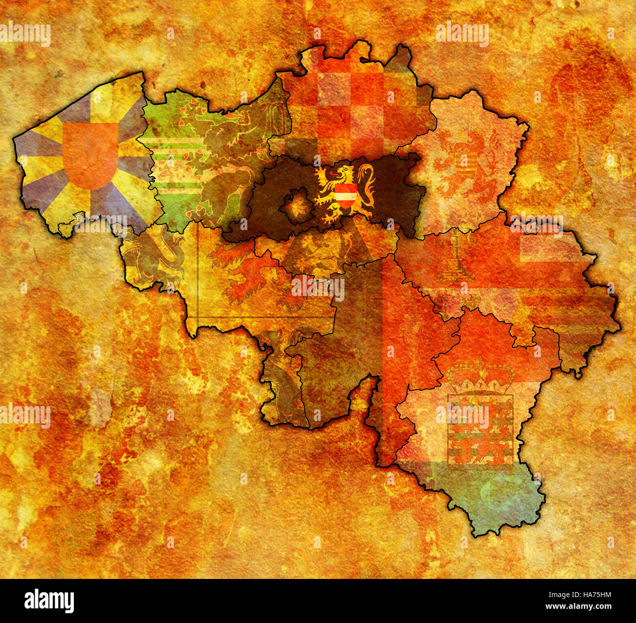 flemish brabant on administration map of belgium with flags Stock Photo ...