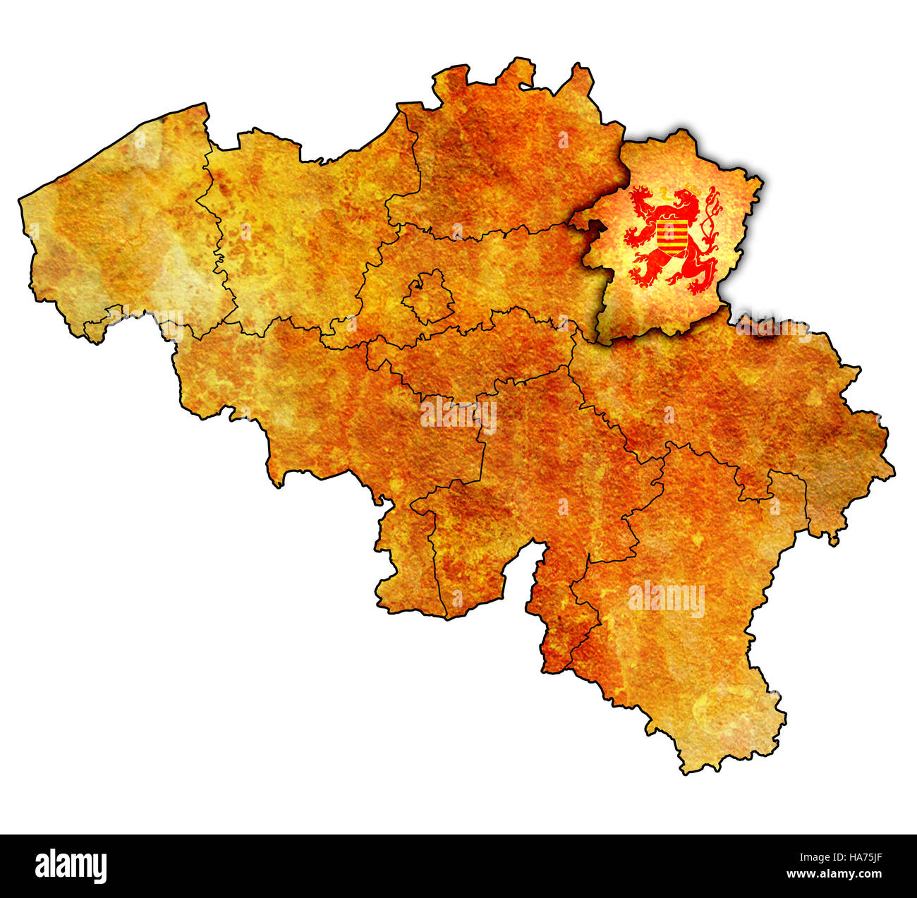 limburg on administration map of belgium with flags Stock Photo - Alamy