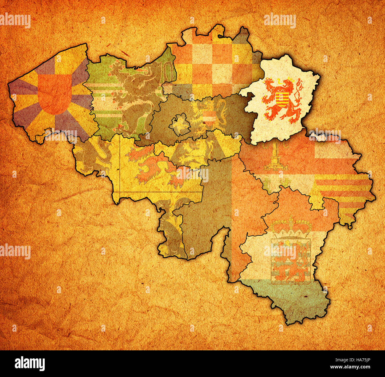 limburg on administration map of belgium with flags Stock Photo - Alamy