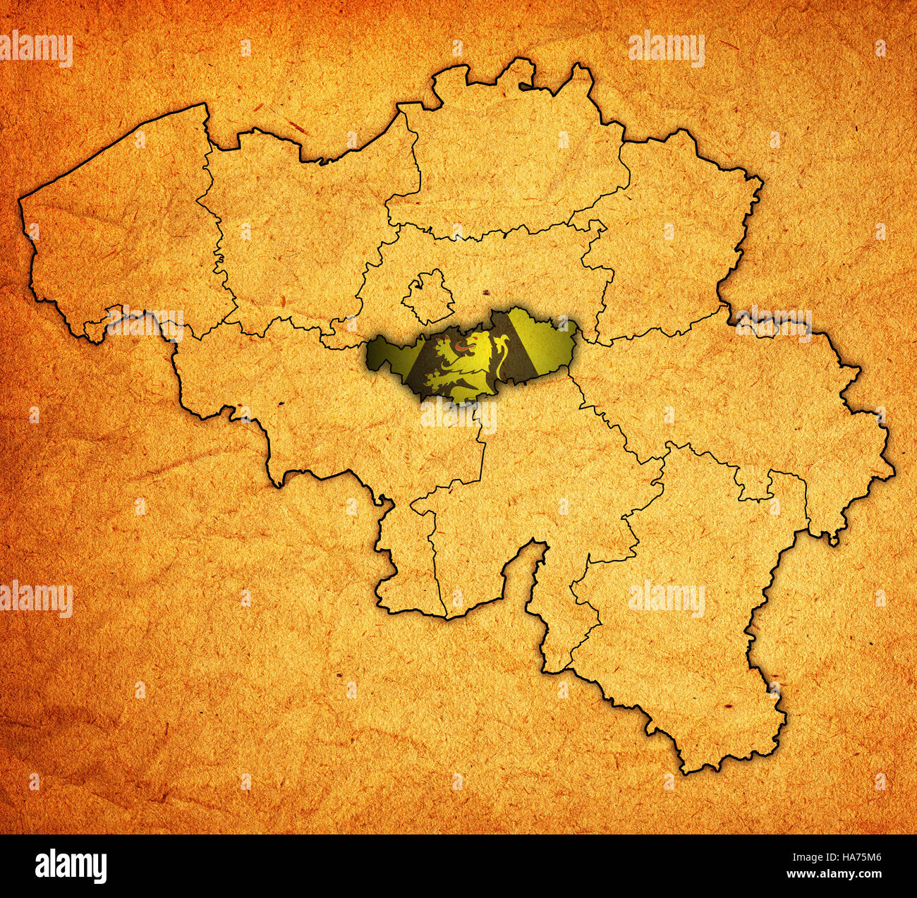 Walloon Brabant on administration map of belgium with flags Stock Photo ...