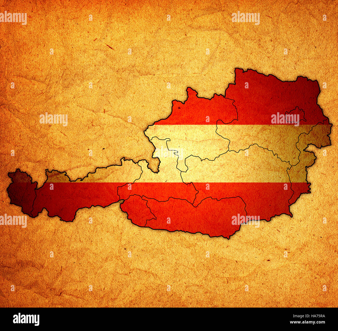 flag of austria on map of administrative divisions Stock Photo - Alamy