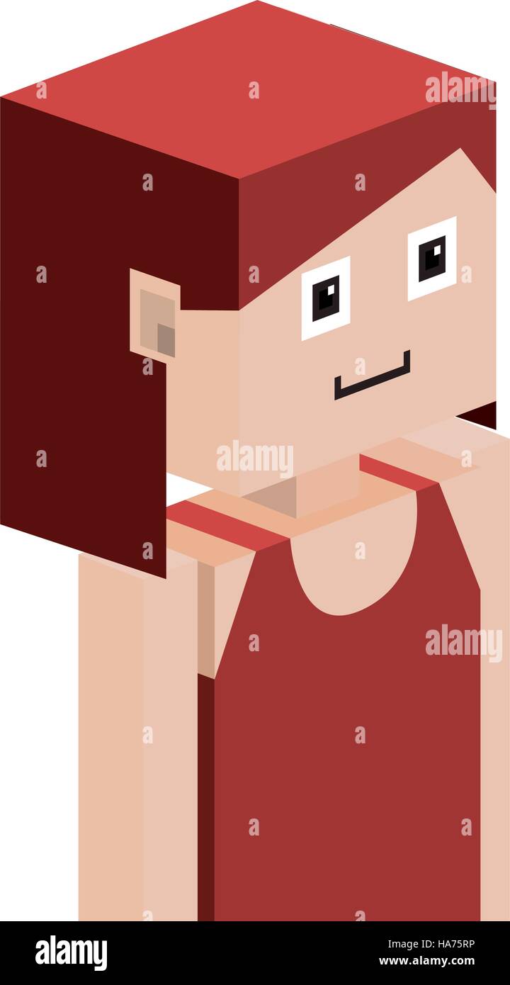 lego girl half body with shirt without sleeves and redhead vector ...