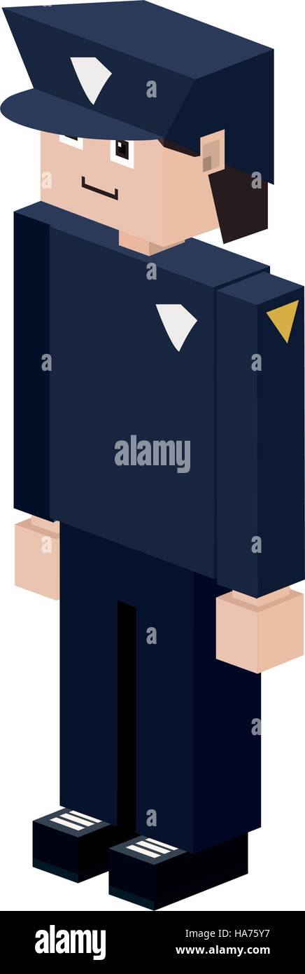 lego silhouette policeman with uniform blue vector illustration Stock ...