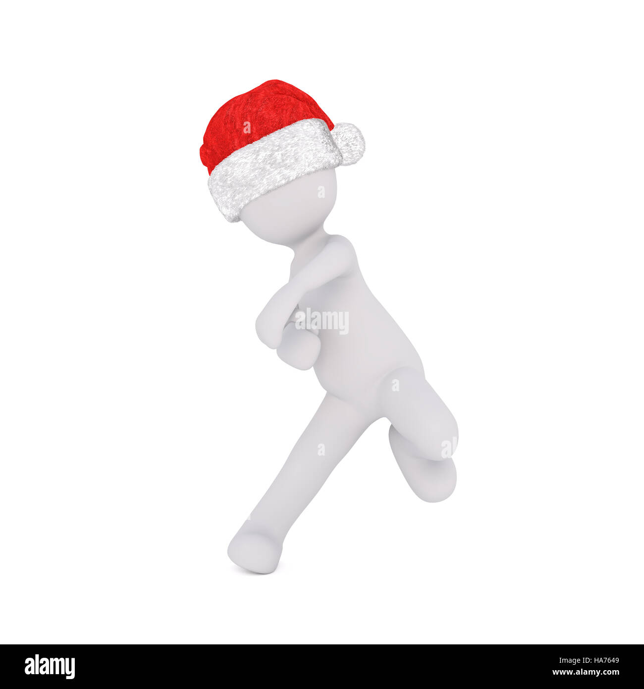 3d man wearing a Christmas Santa hat in action tossing or throwing on ...