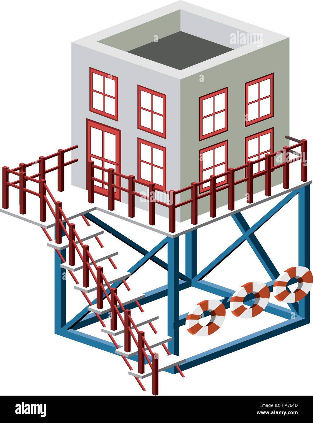 full color with Rescue operations center vector illustration Stock ...