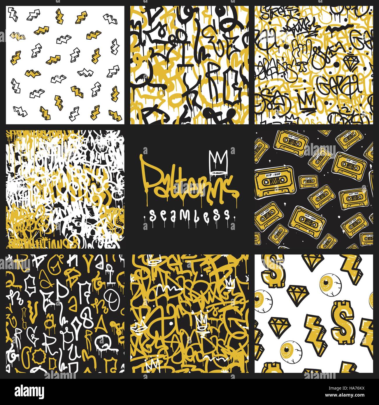 Graffiti seamless patterns set Stock Vector Image & Art - Alamy