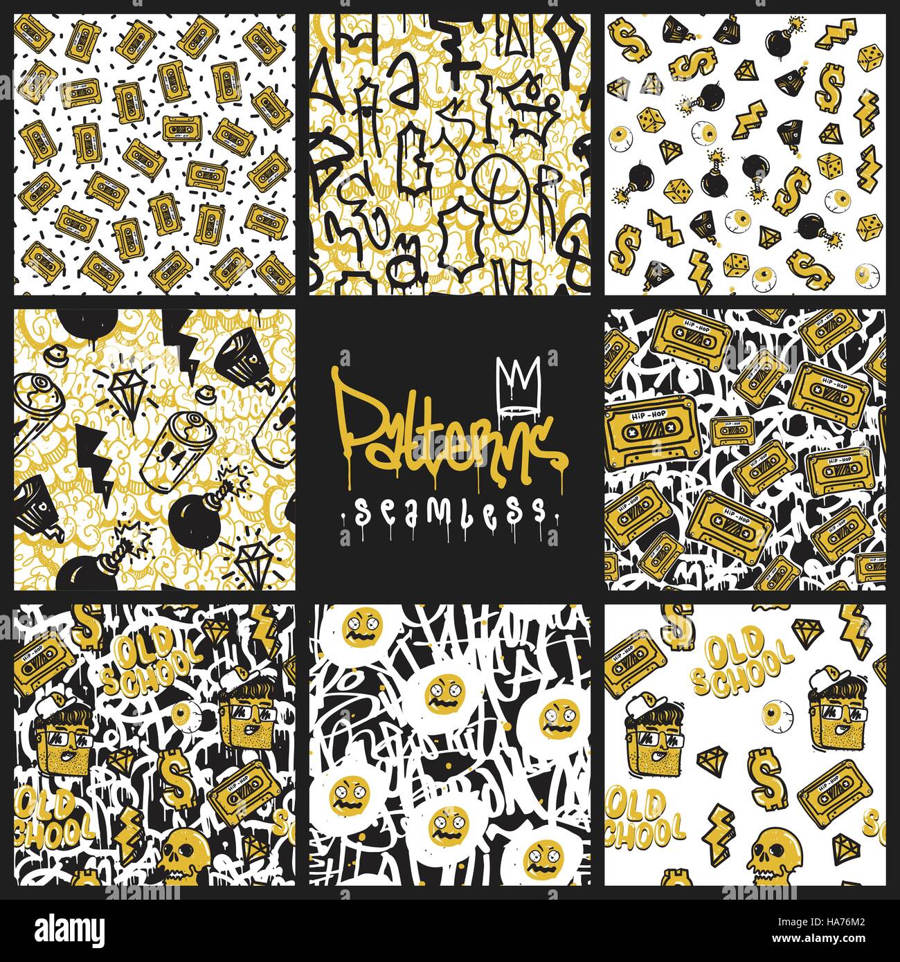 Graffiti seamless patterns set Stock Vector Image & Art - Alamy