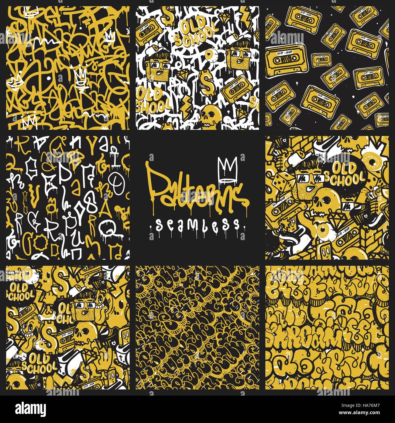 Graffiti seamless patterns set Stock Vector Image & Art - Alamy