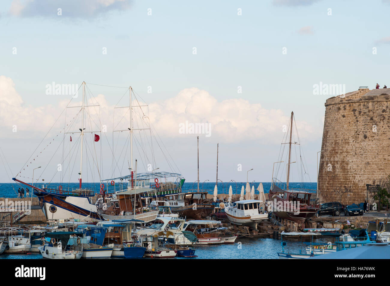 Kyrenia Harbour in the city of Kyrenia (Turkish: Girne), Northern ...