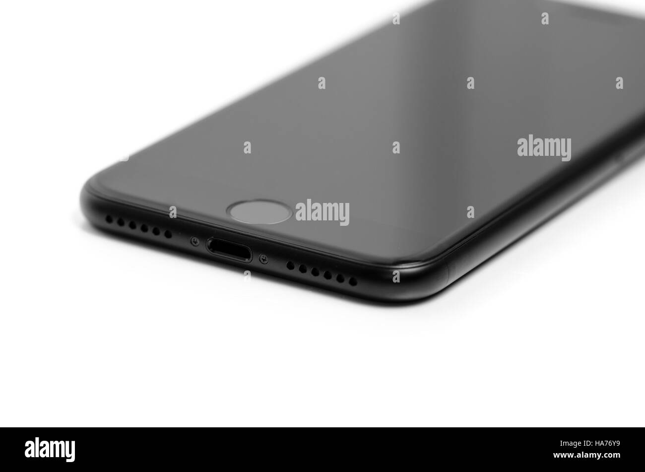 iPhone 7 black matte new Apple product detail of lightning and stereo ...