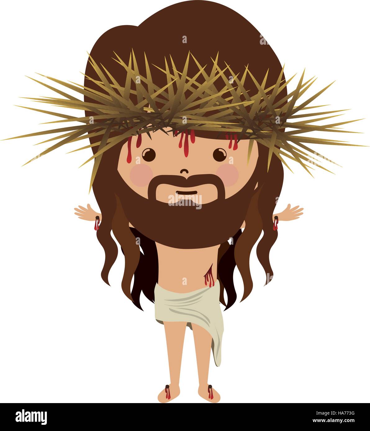 avatar jesus christ with crown thorns and bood vector illustration ...