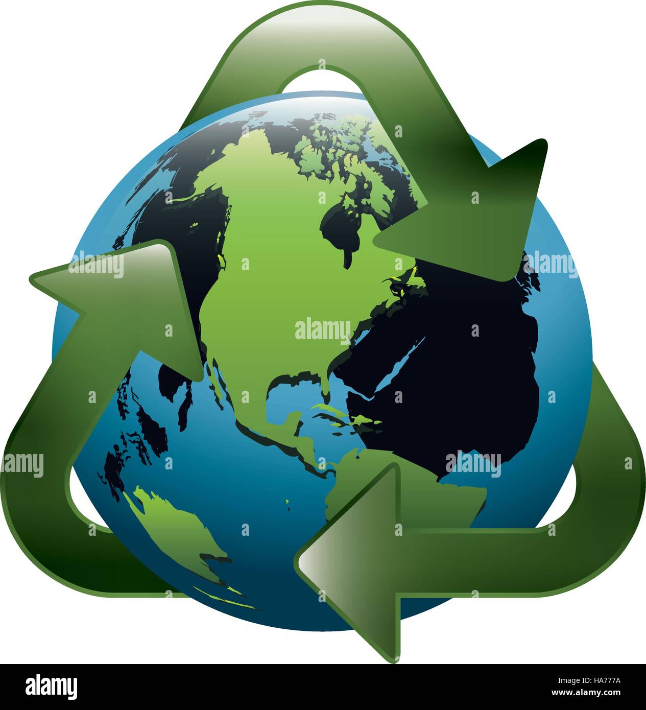 earth world map with recycling symbol vector illustration Stock Vector ...