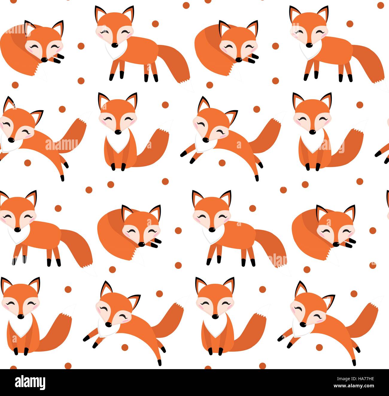 Cute fox seamless pattern. Foxy endless background, texture. Children s ...