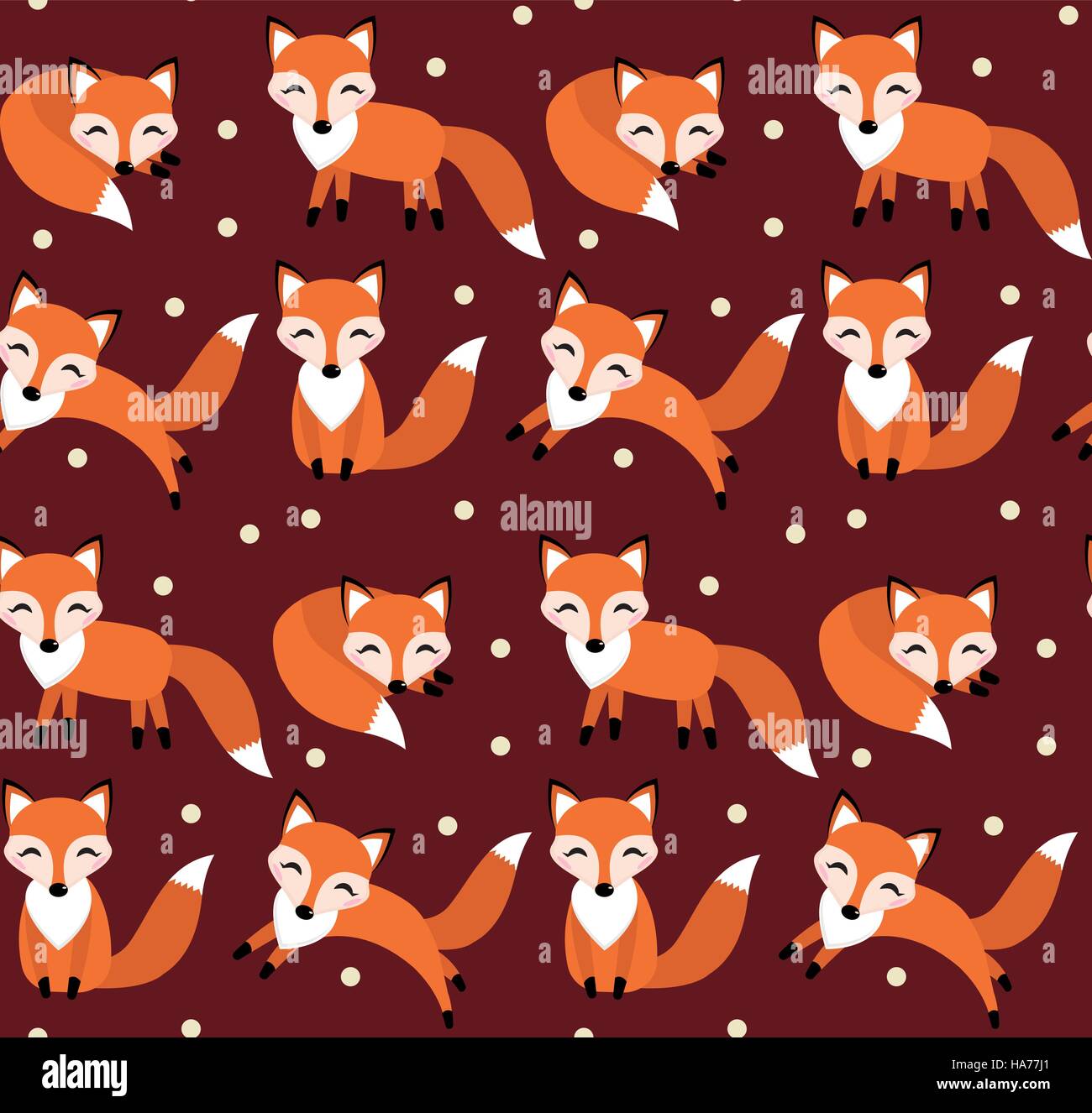 Cute fox seamless pattern. Foxy endless background, texture. Children s ...