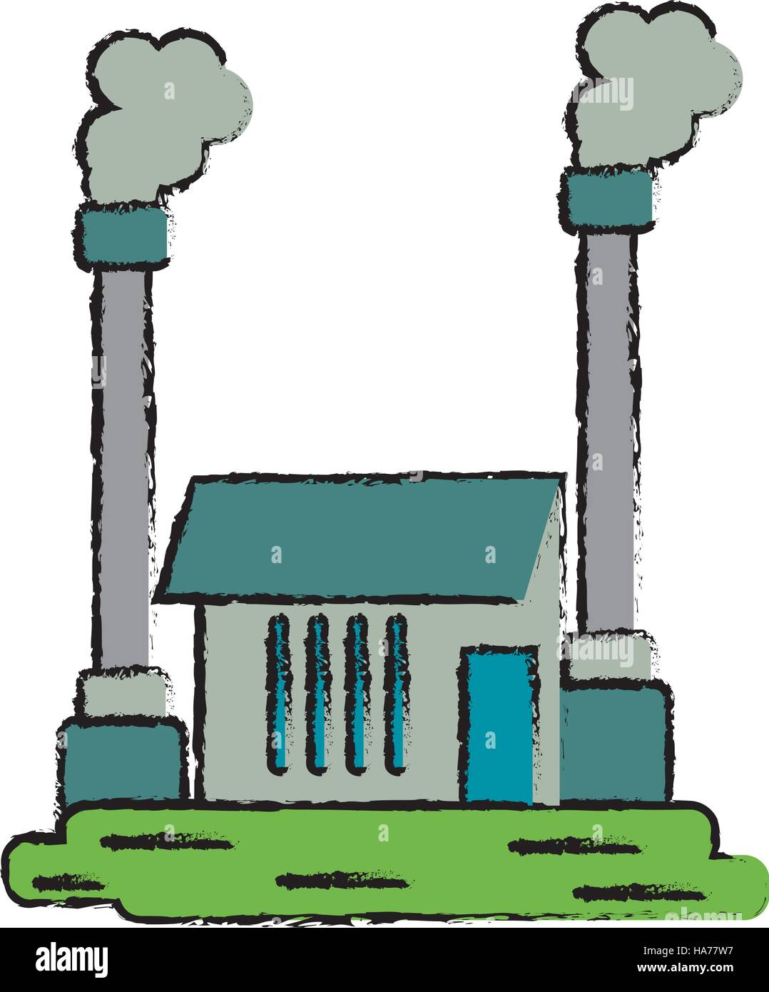 drawn industrial factory buiding pollution symbol Stock Vector Image ...