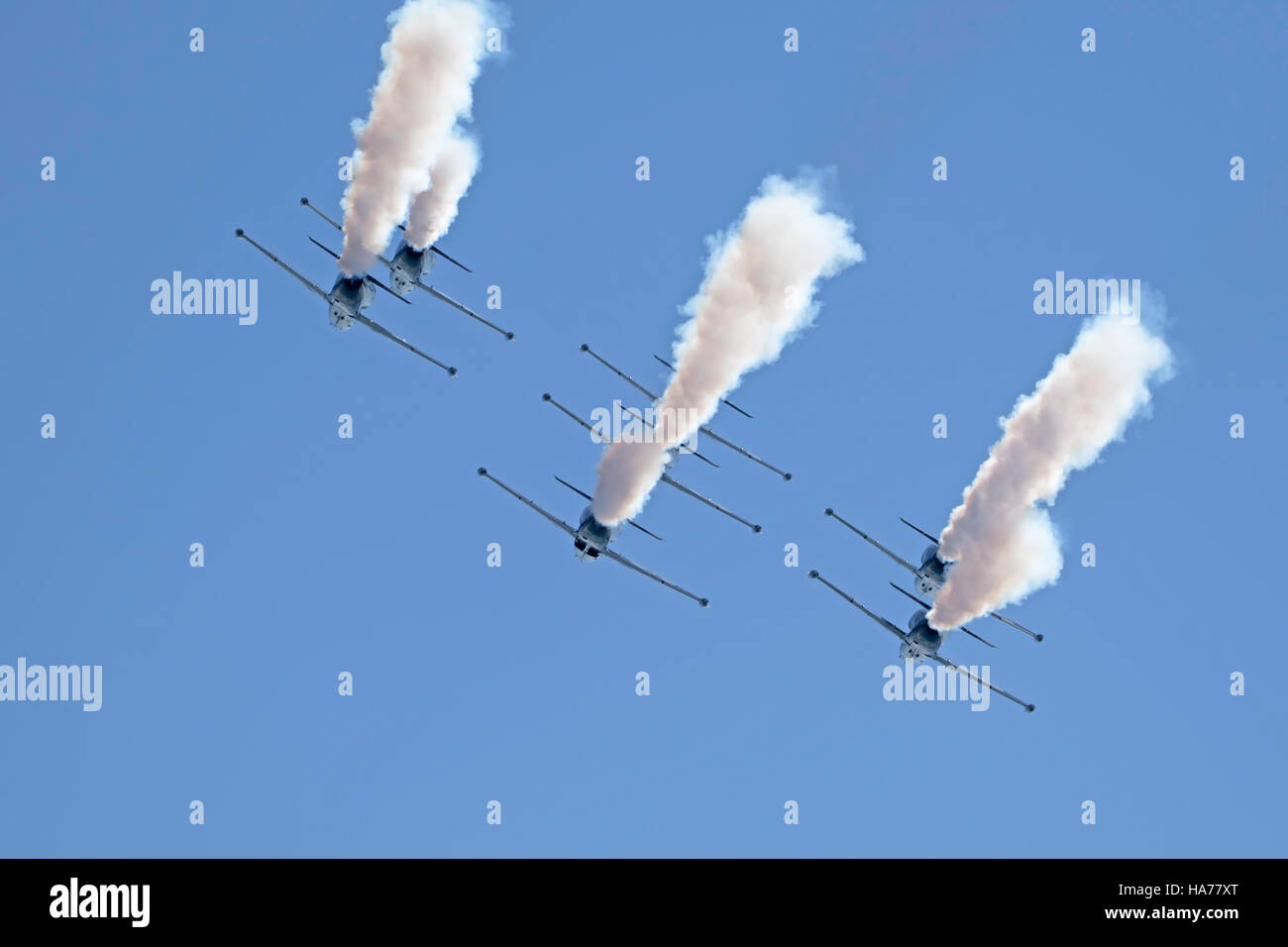 Jet airplane team performing stunts at 2016 Huntington Beach Air Show ...