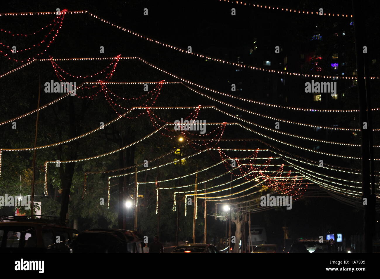 Christmas or Diwali tree lighting ceremony Stock Photo - Alamy