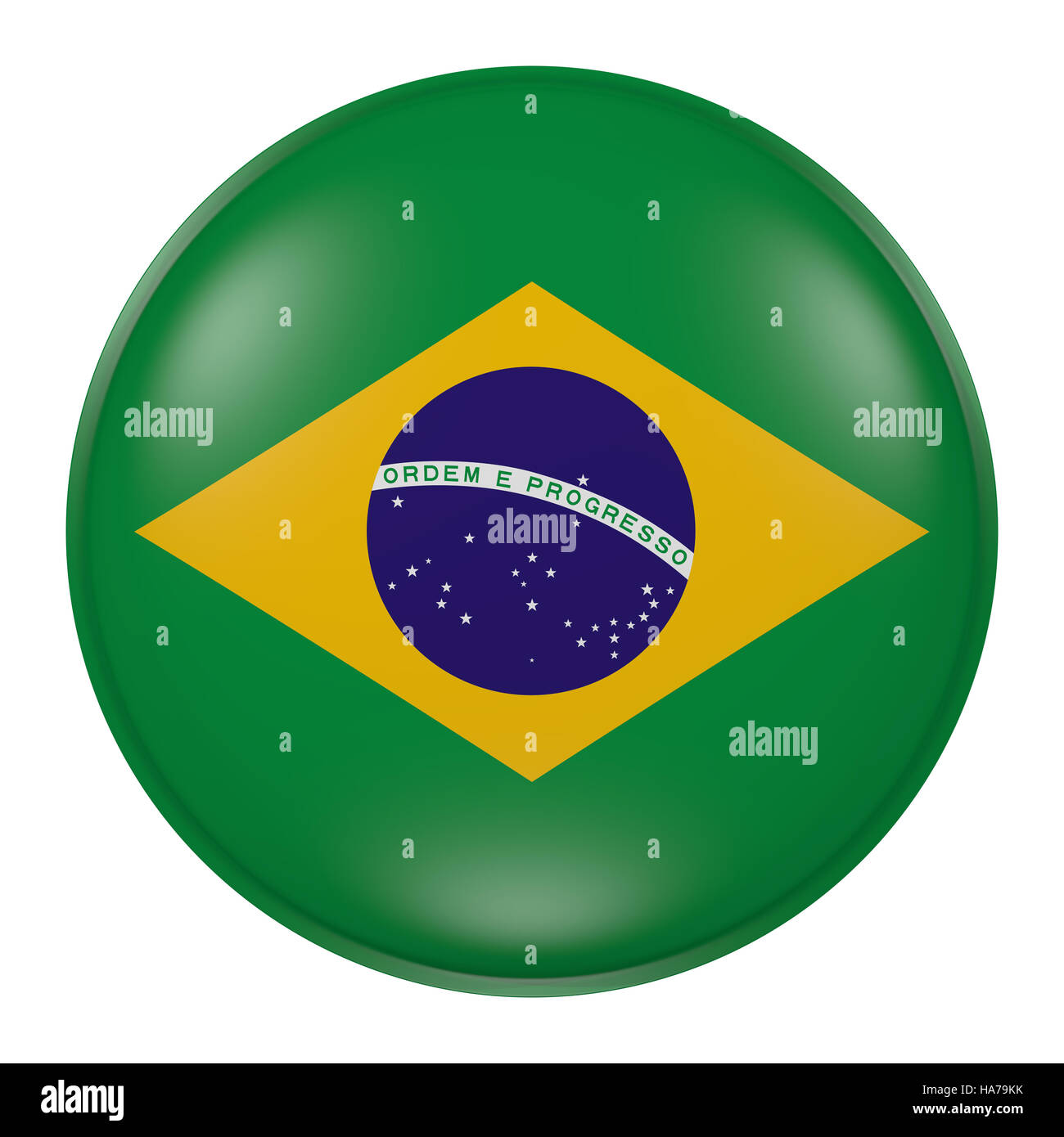 3d rendering of Brazil flag on a button Stock Photo - Alamy