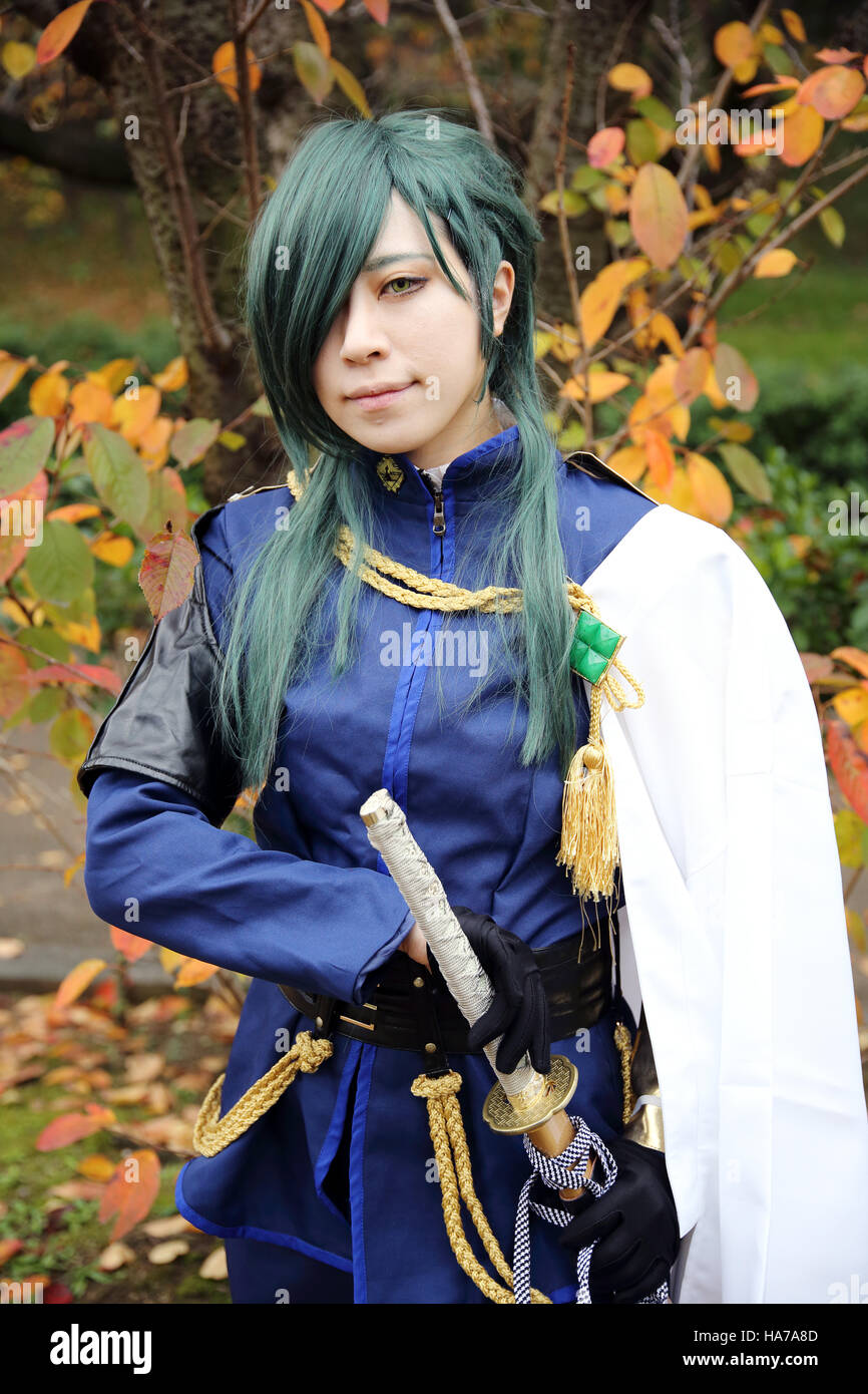 Young japanese girl dressed in cosplay costume at Mamugame-Jou Park ...