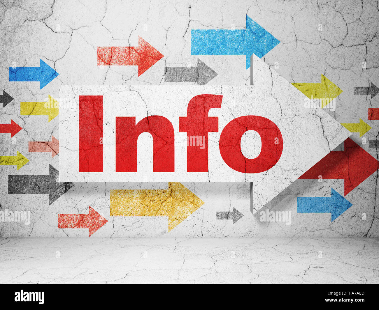 Information concept: arrow with Info on grunge wall background Stock ...