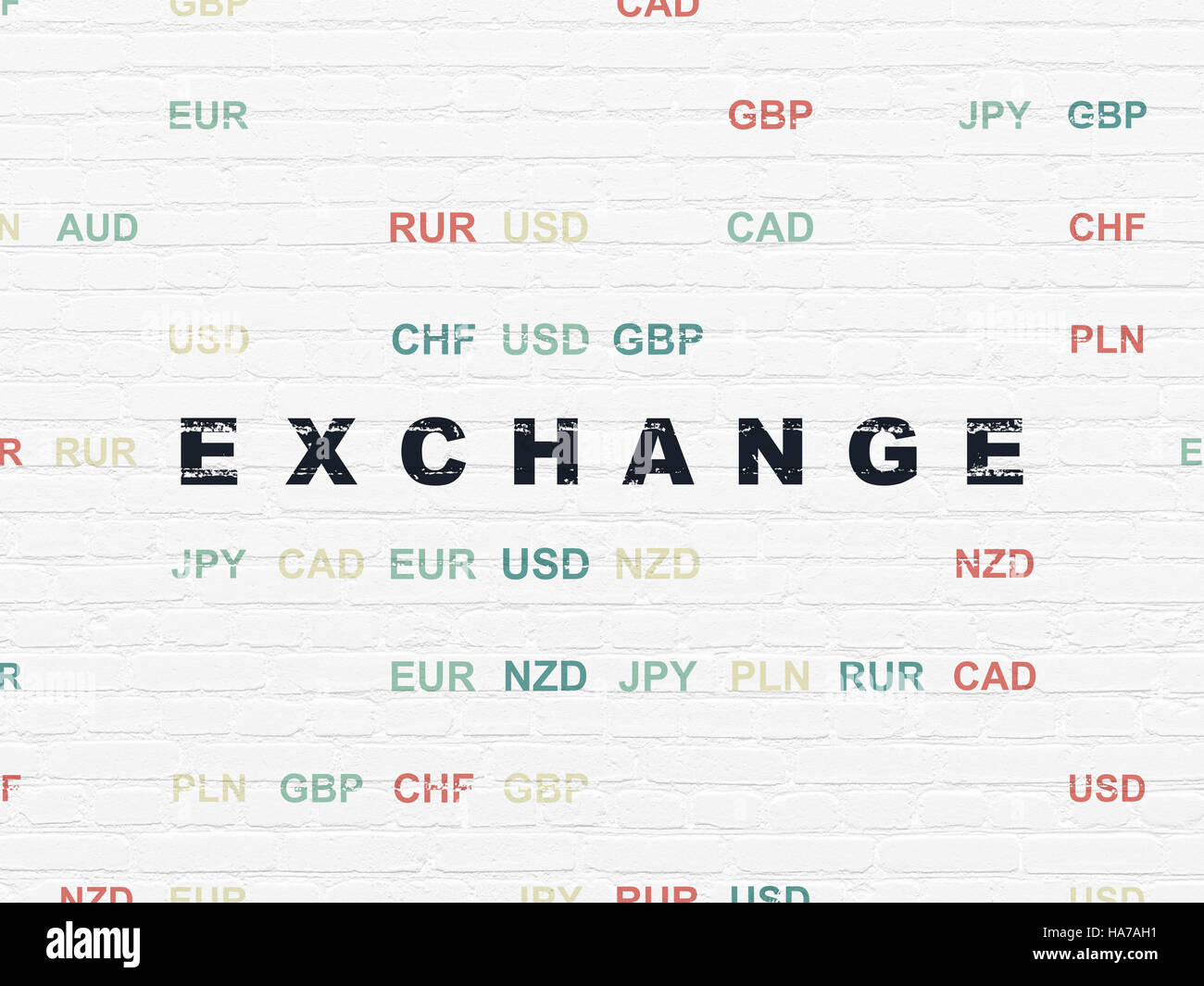 Currency concept: Exchange on wall background Stock Photo - Alamy