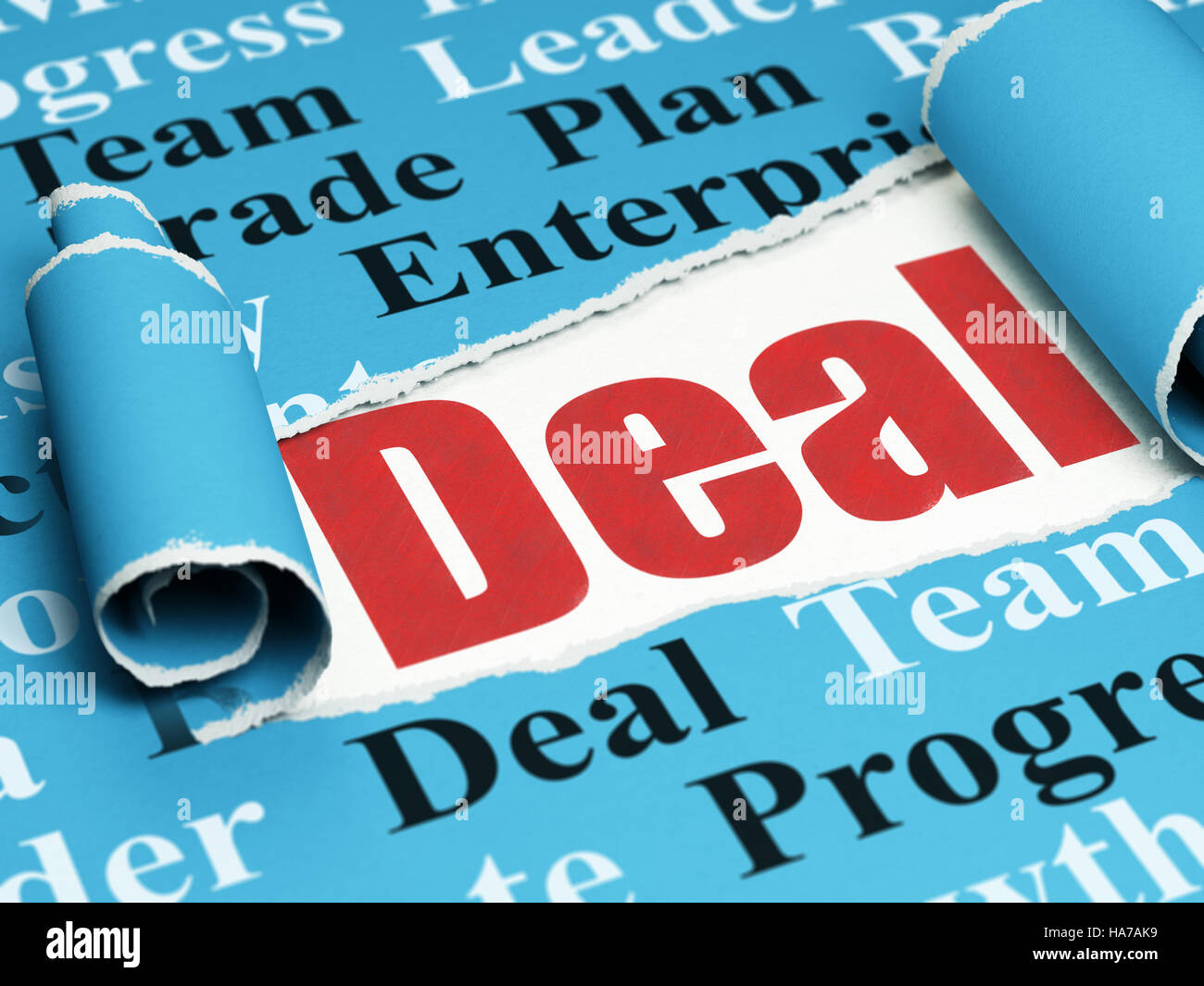 Finance concept: red text Deal under the piece of torn paper Stock ...