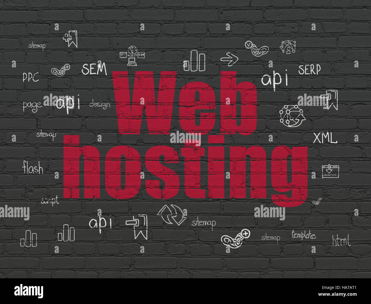 Web design concept: Web Hosting on wall background Stock Photo - Alamy