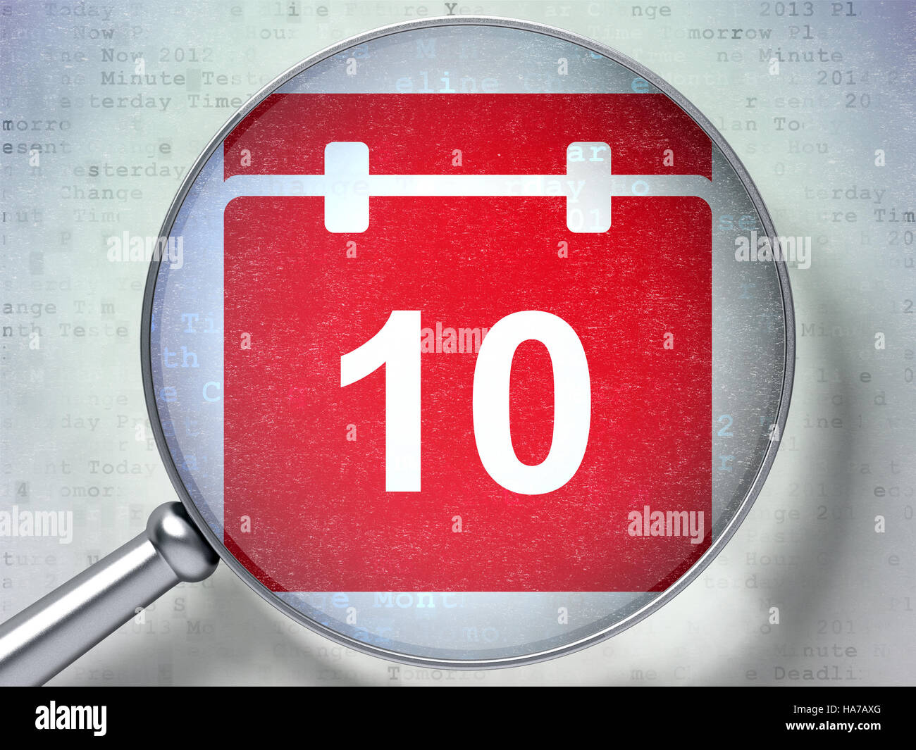 Timeline concept: Calendar with optical glass on digital background ...