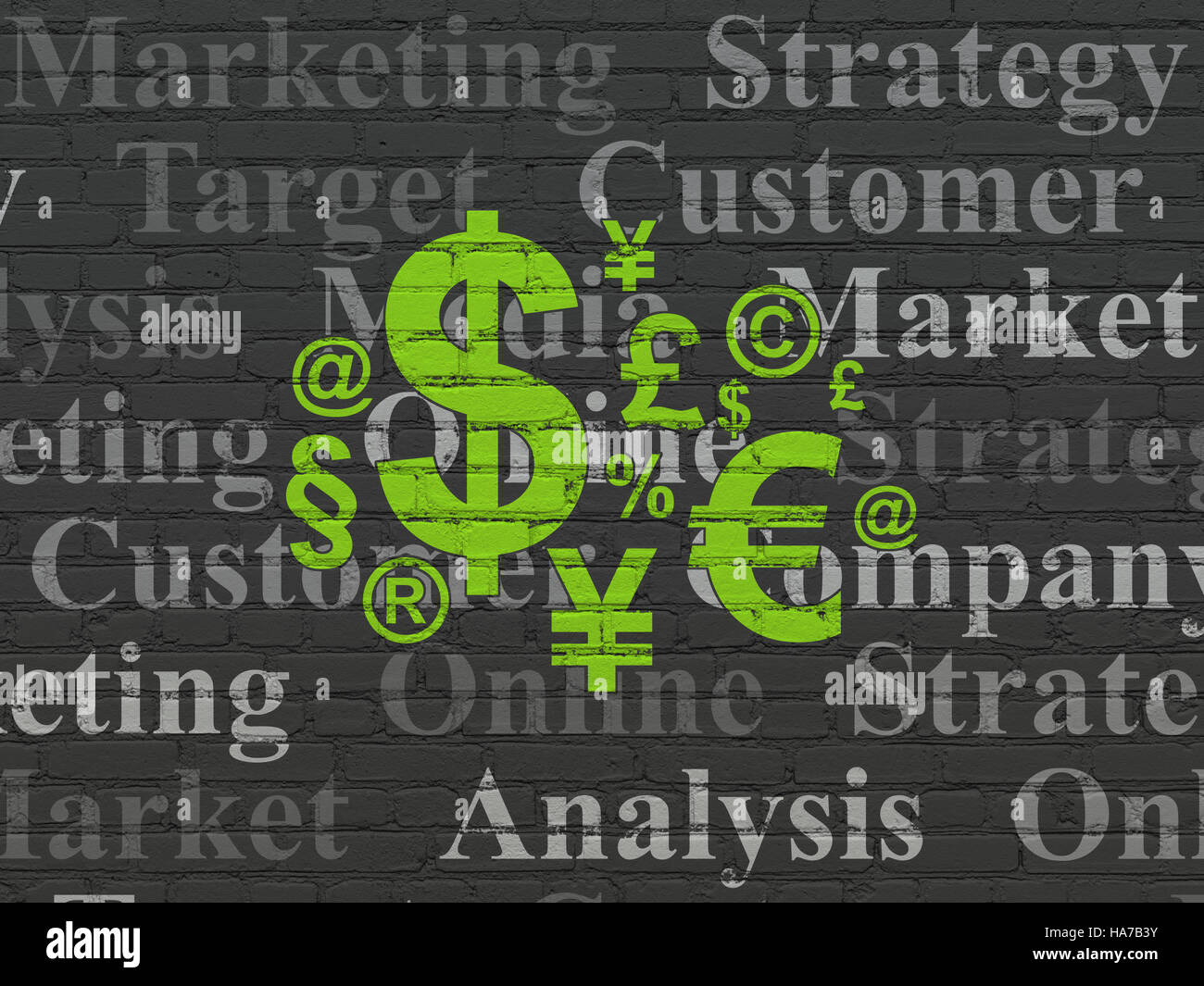 Advertising concept: Finance Symbol on wall background Stock Photo - Alamy