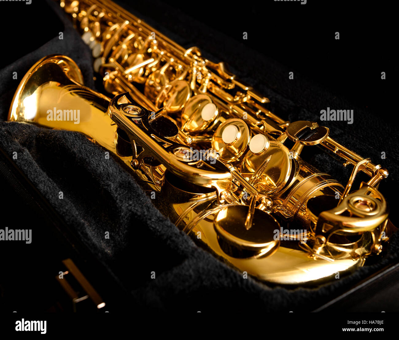 Saxophone detail close-up Stock Photo - Alamy
