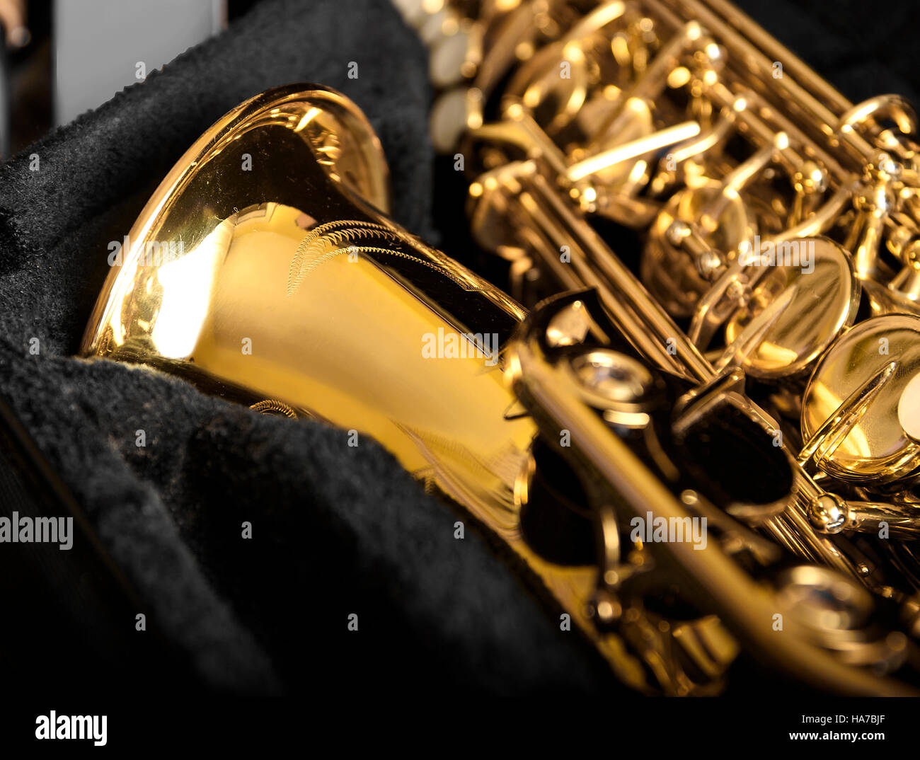 Saxophone detail close-up Stock Photo - Alamy