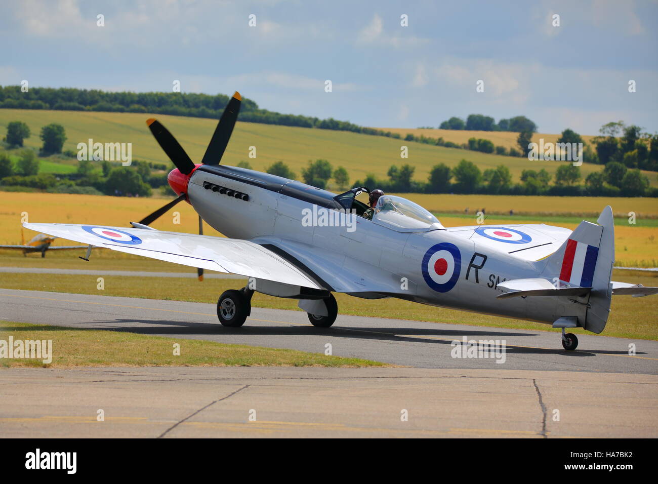 Supermarine Spitfire ready for take off at he Duxford Air Show 2015 ...