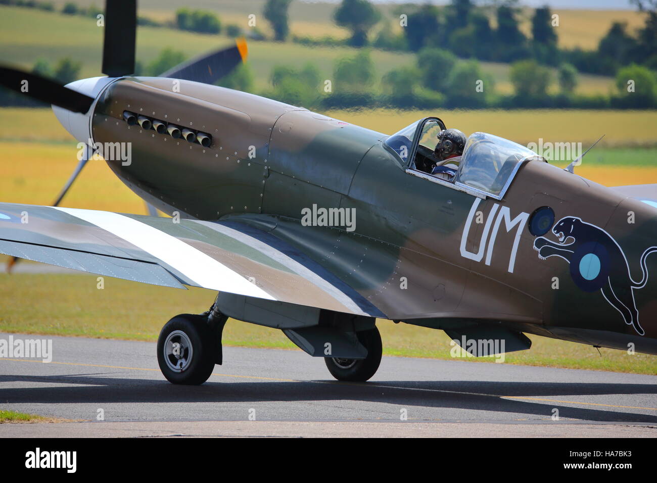 Supermarine Spitfire ready for take off at he Duxford Air Show 2015 ...