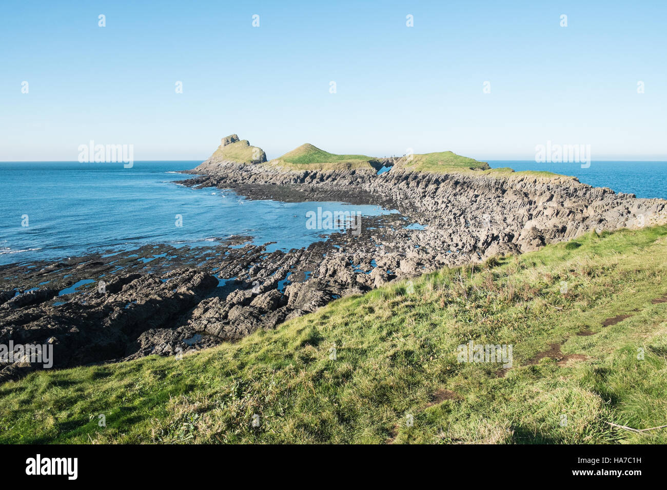 Geology,rocks at causeway over to Worms Head,Gower.Rhossilli,Bay,beach ...